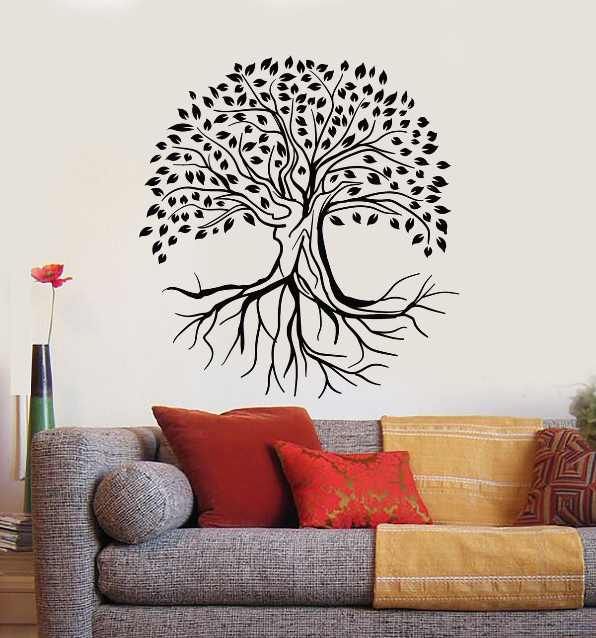 Vinyl Wall Decal Abstract Nature Tree Roots Leaves Forest Living Room ...