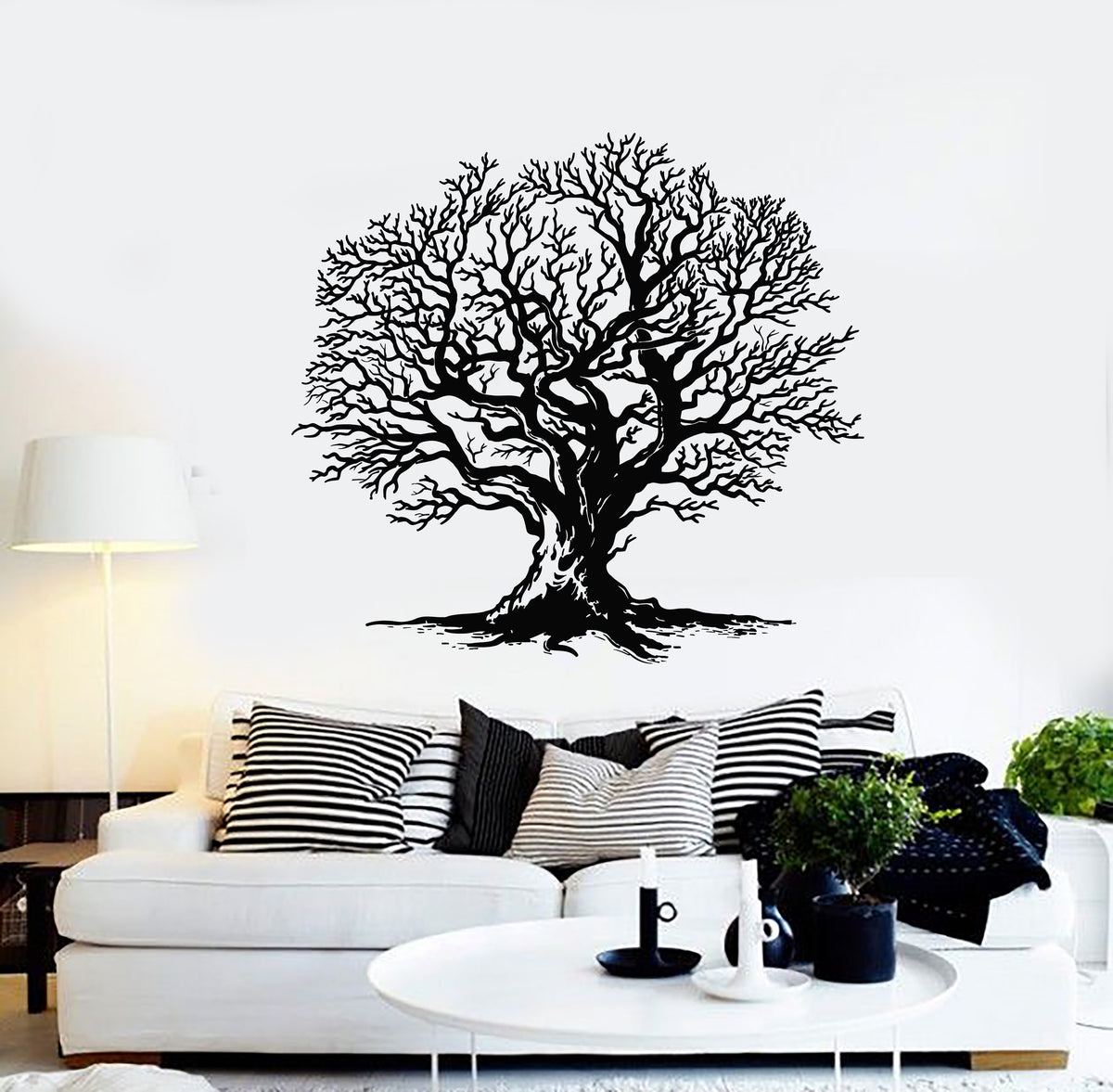 Vinyl Wall Decal Nature Art Tree Leaves Roots Forest Living Room Stick ...