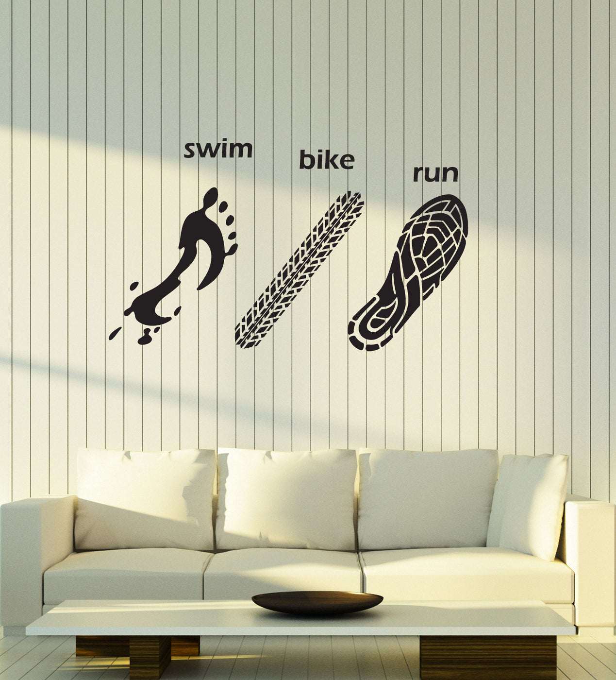 Vinyl Wall Decal Triathlon Swim Bike Run Triathlete Sports Room Decor ...