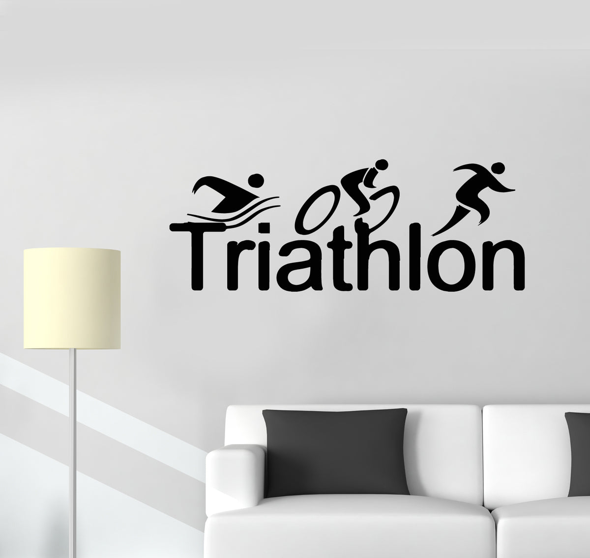 Vinyl Wall Decal Triathlon Decor Olympic Sports Abstract Athlete Stick ...