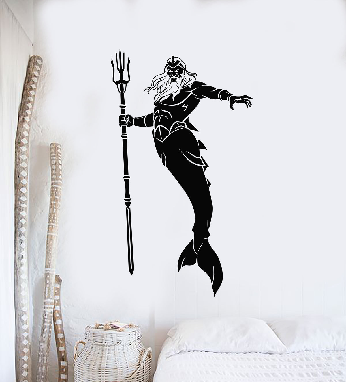 Vinyl Wall Decal Poseidon God Fantasy Marine Nautical Trident Stickers ...