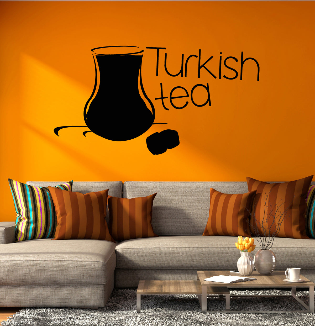 Vinyl Wall Decal Lettering Turkish Tea Cafe Decor Tea Time Stickers Mu ...
