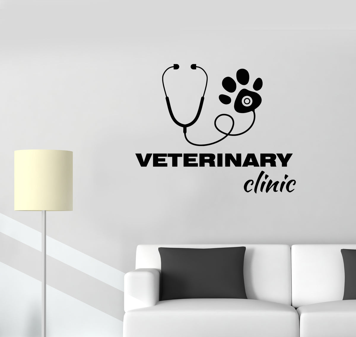 Vinyl Wall Decal Veterinary Clinic House Animals Pet Care Stickers Mur ...