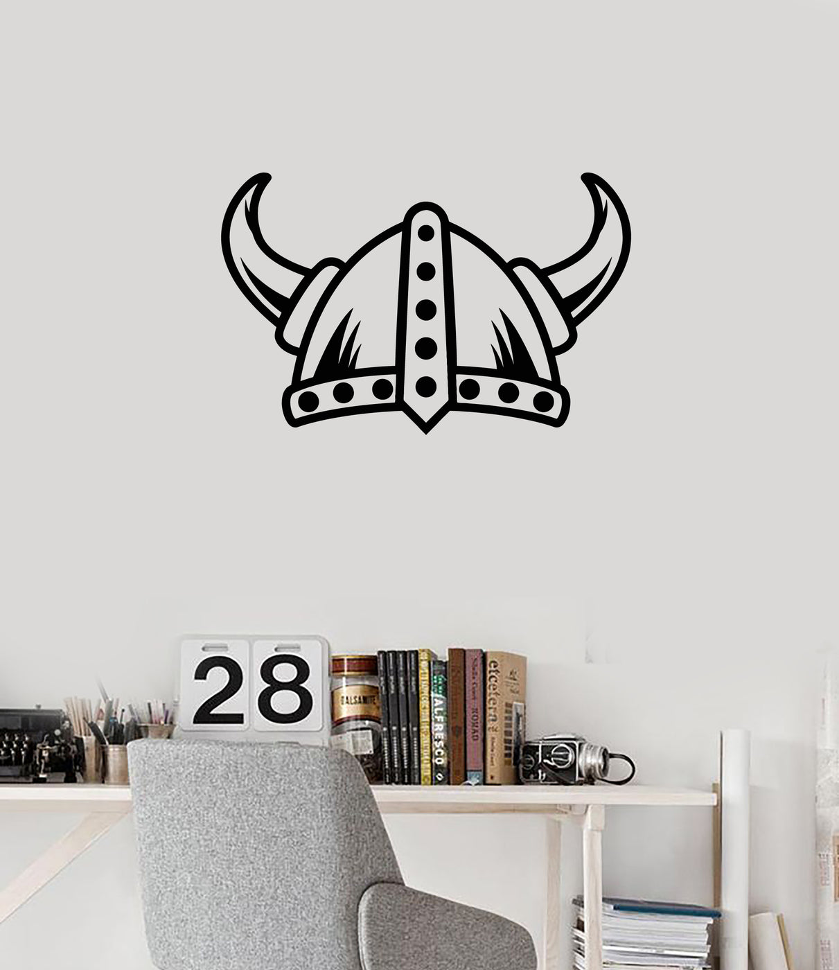 Vinyl Wall Decal Viking Warrior Helmet Boys Room Man Cave Decor Sticke ...