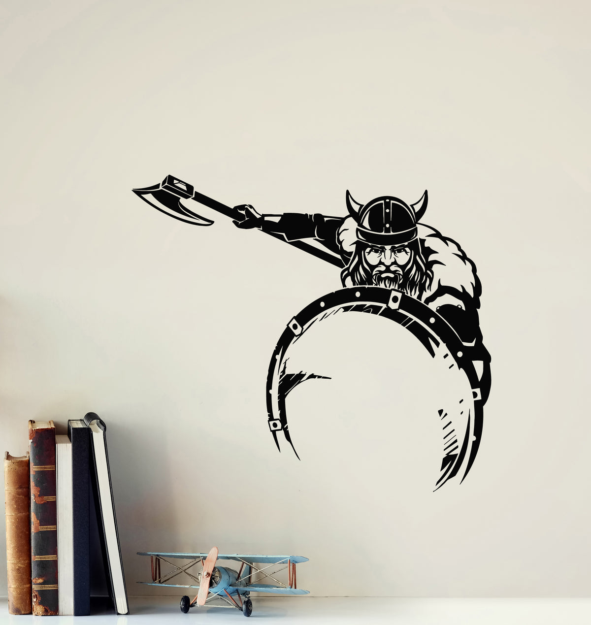 Vinyl Wall Decal Viking Barbarian Warrior Axe Helmet Shield Stickers M ...