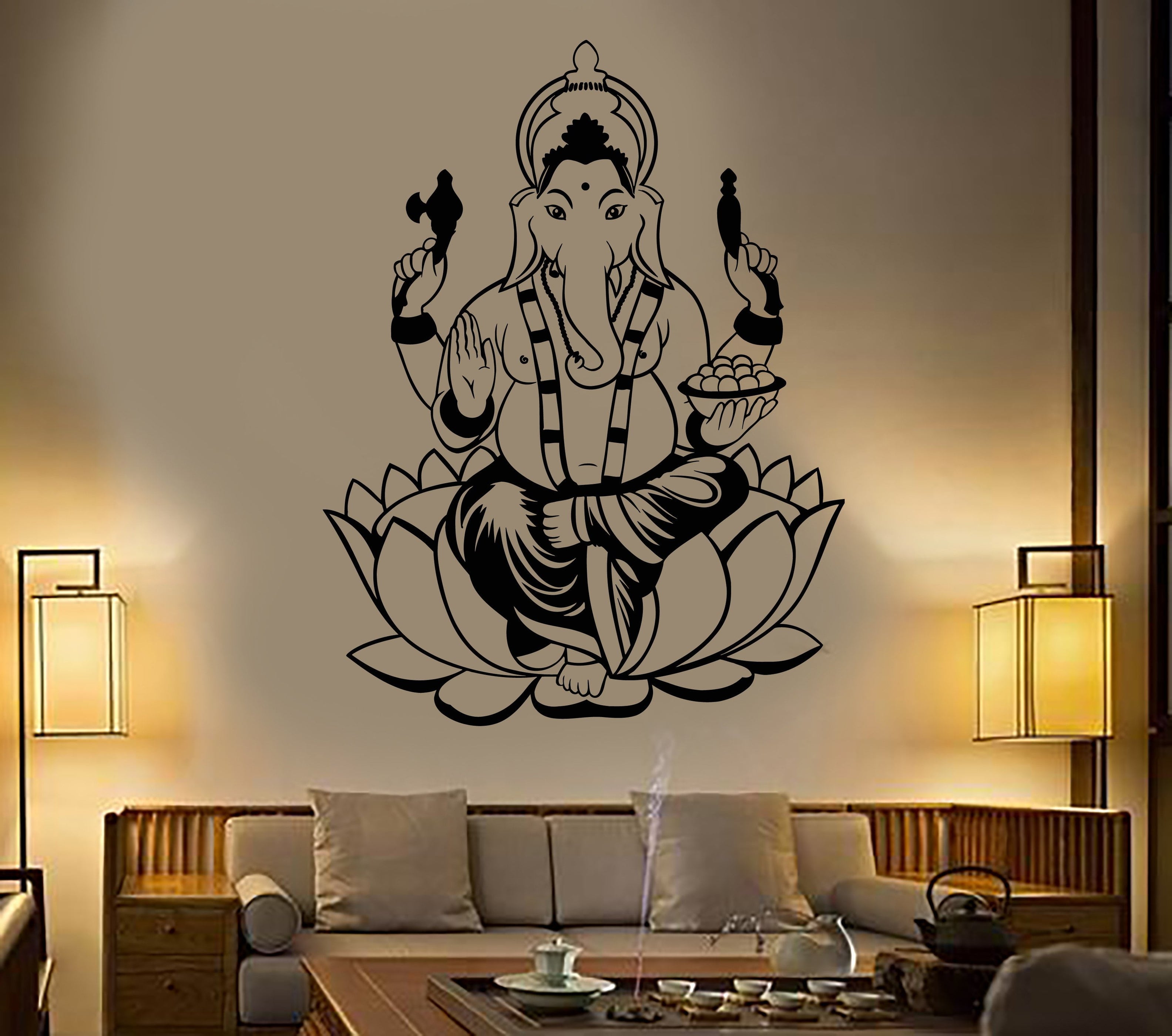 Vinyl Wall Decal India Hinduism Elephant God Ganesha Stickers Unique G ...