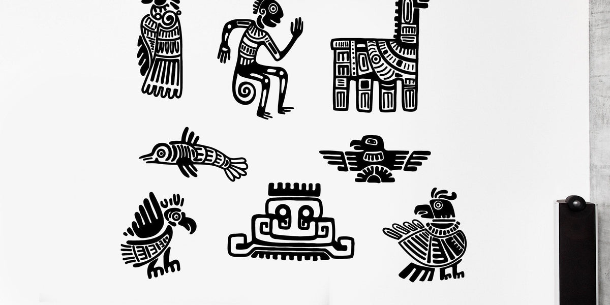 Vinyl Wall Decal Ancient Mayan Symbols Aztecs Stickers Murals Unique G ...