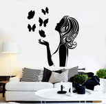 Vinyl Wall Decal Pretty Woman Butterfly Beauty Salon Stickers Mural Un ...