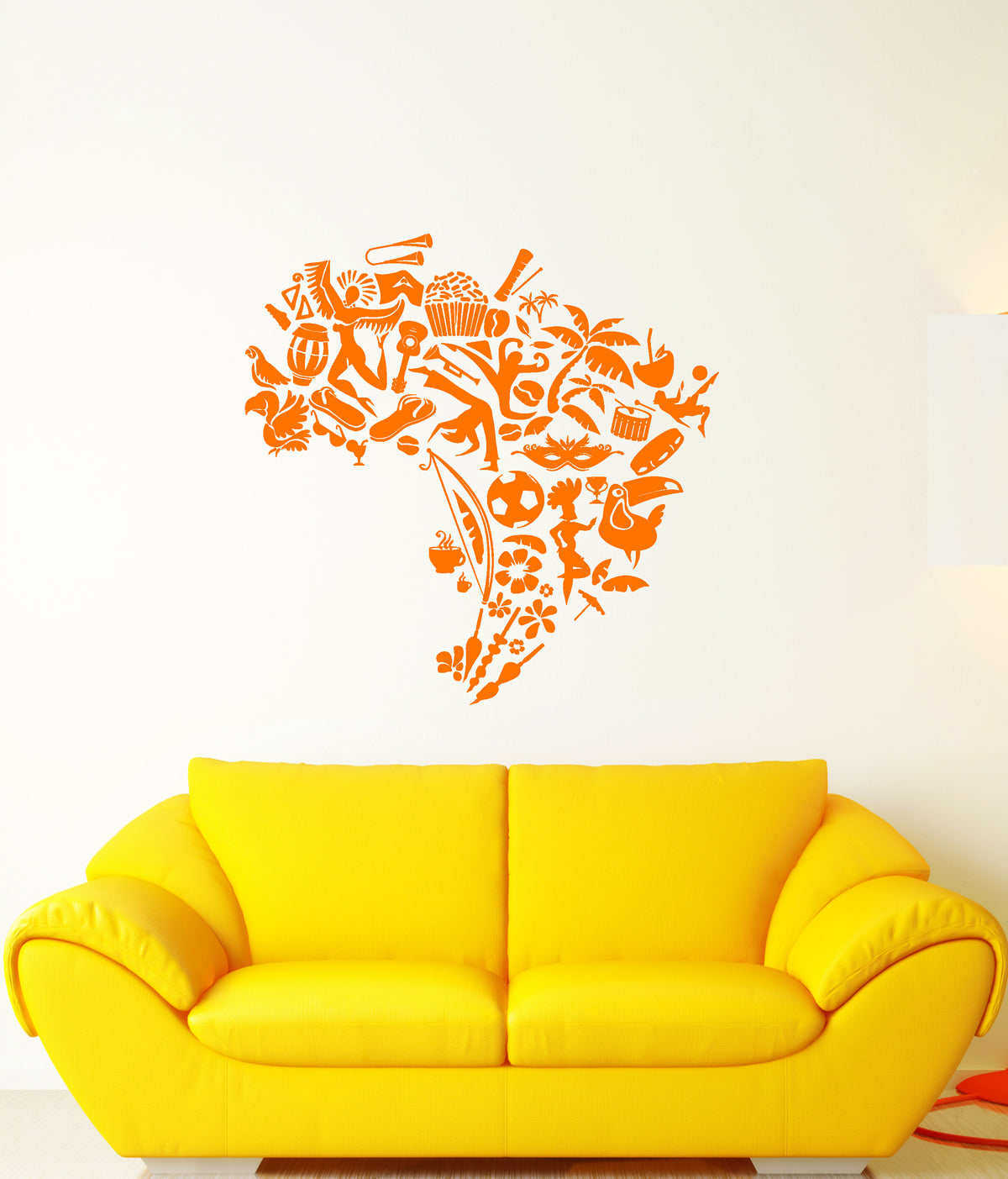 Vinyl Wall Decal South America Brazil Map Culture Soccer Carnival Stic ...