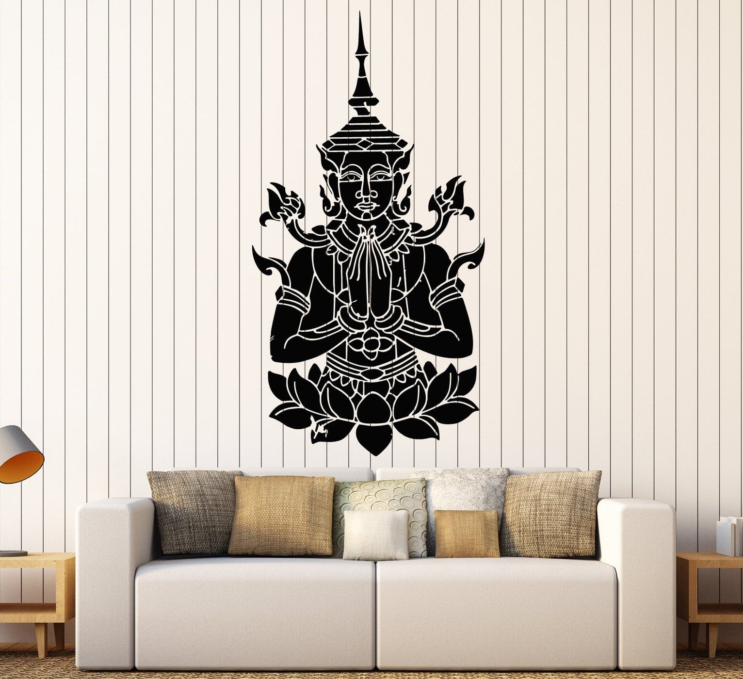 Vinyl Wall Decal Cambodia Asian Style Hinduism God Lotus Stickers Uniq ...
