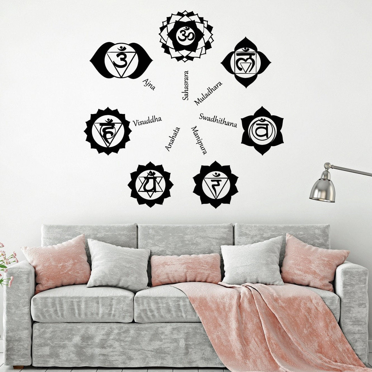 Vinyl Wall Decal Chakras Hinduism Buddhism Yoga Studio Stickers Murals ...