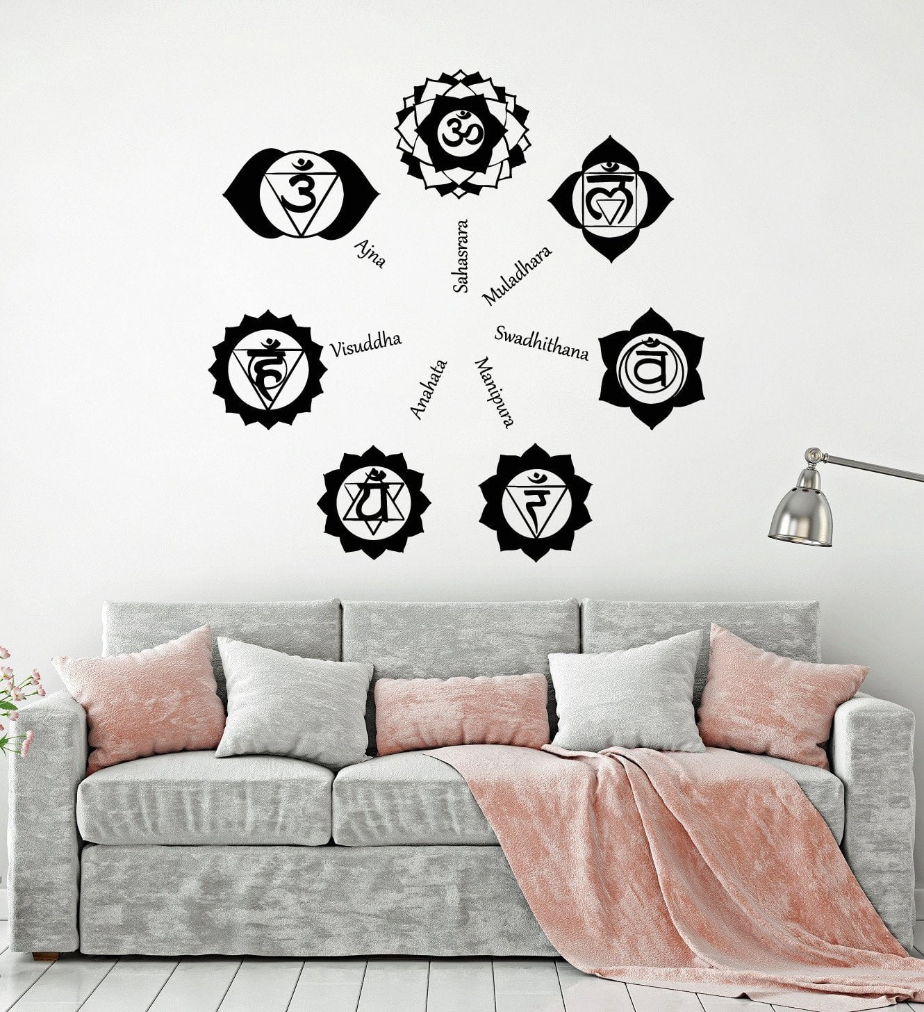 Vinyl Wall Decal Chakras Hinduism Buddhism Yoga Studio Stickers Murals ...