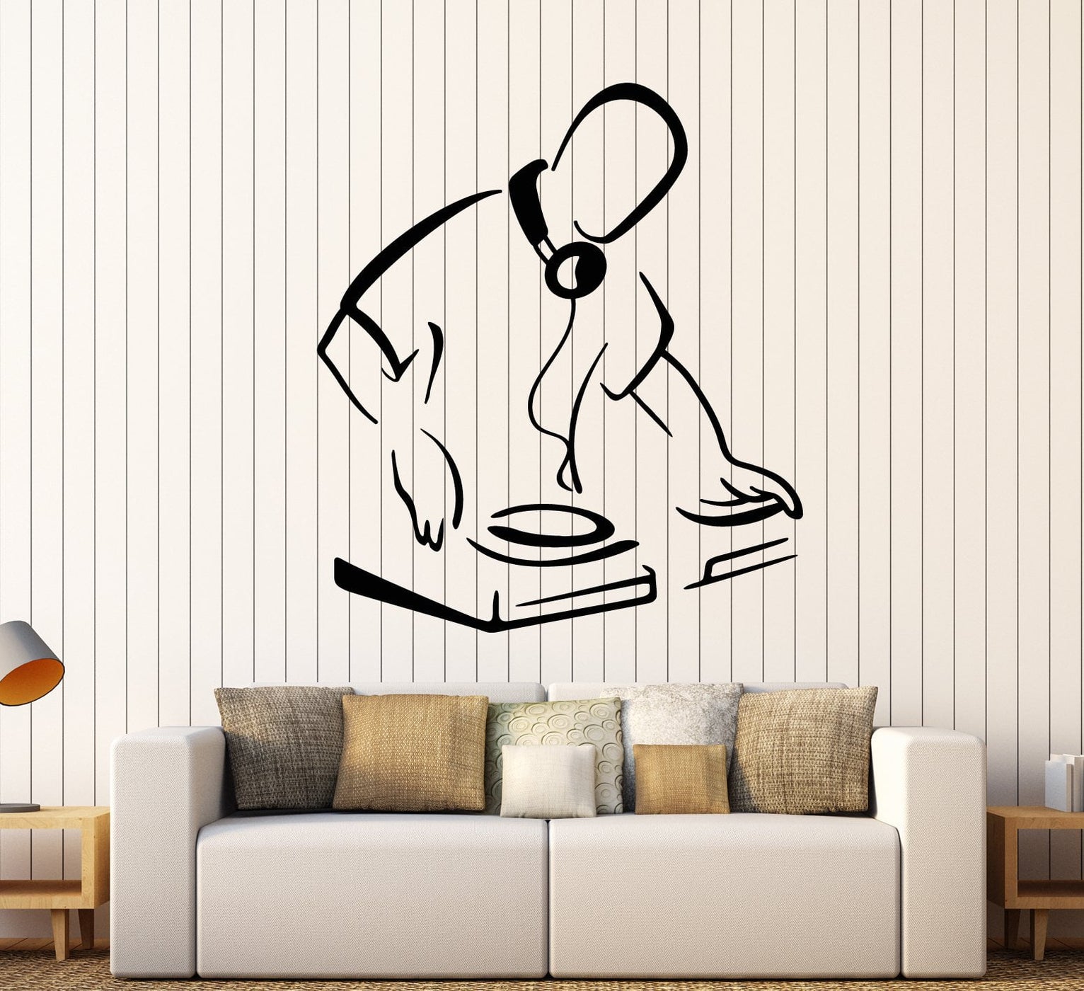 Vinyl Wall Decal DJ Music Night Club Musician Headphones Stickers (243 ...