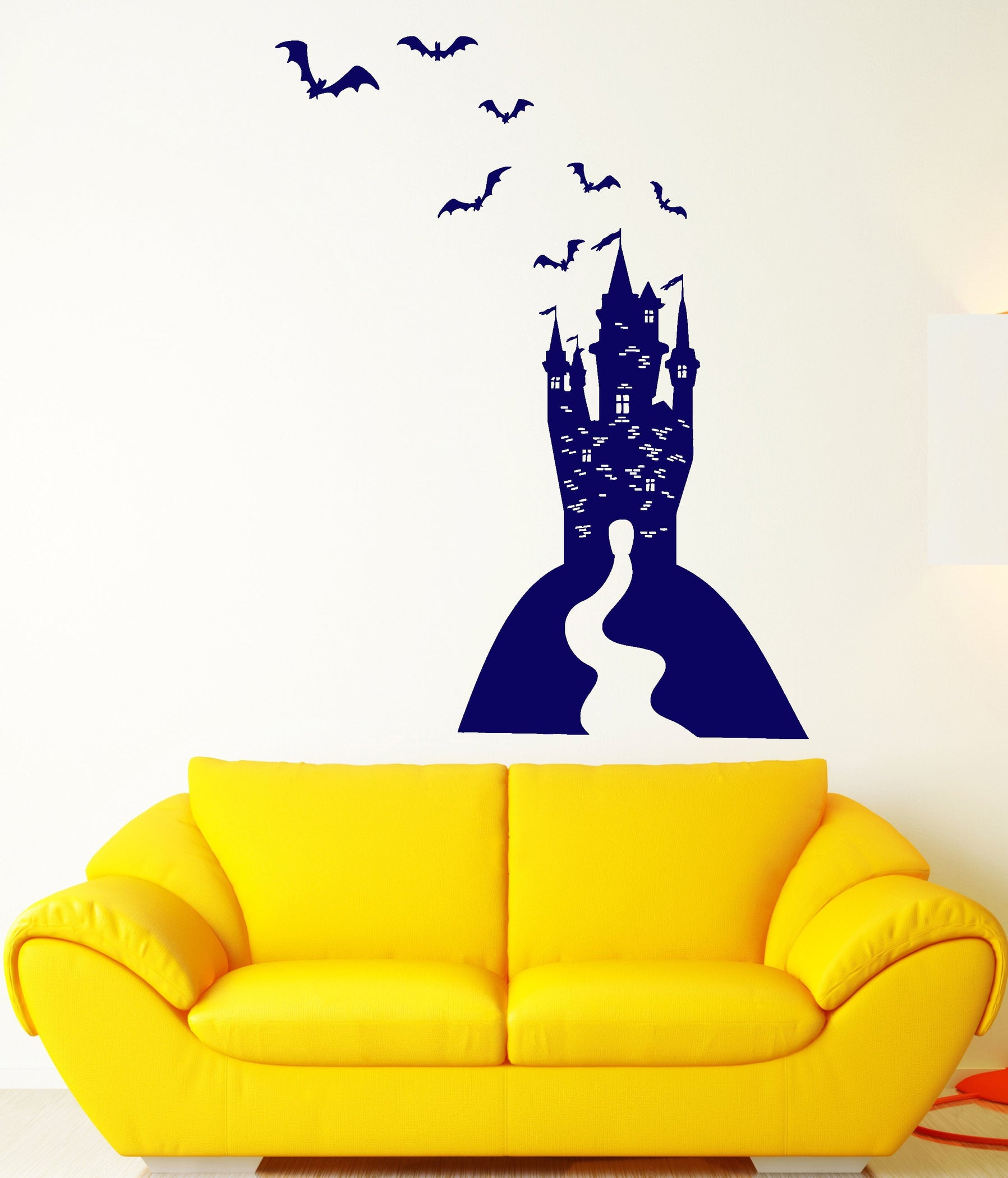 Vinyl Wall Decal Cartoon Gothic Dracula's Castle Halloween Bats Sticke ...