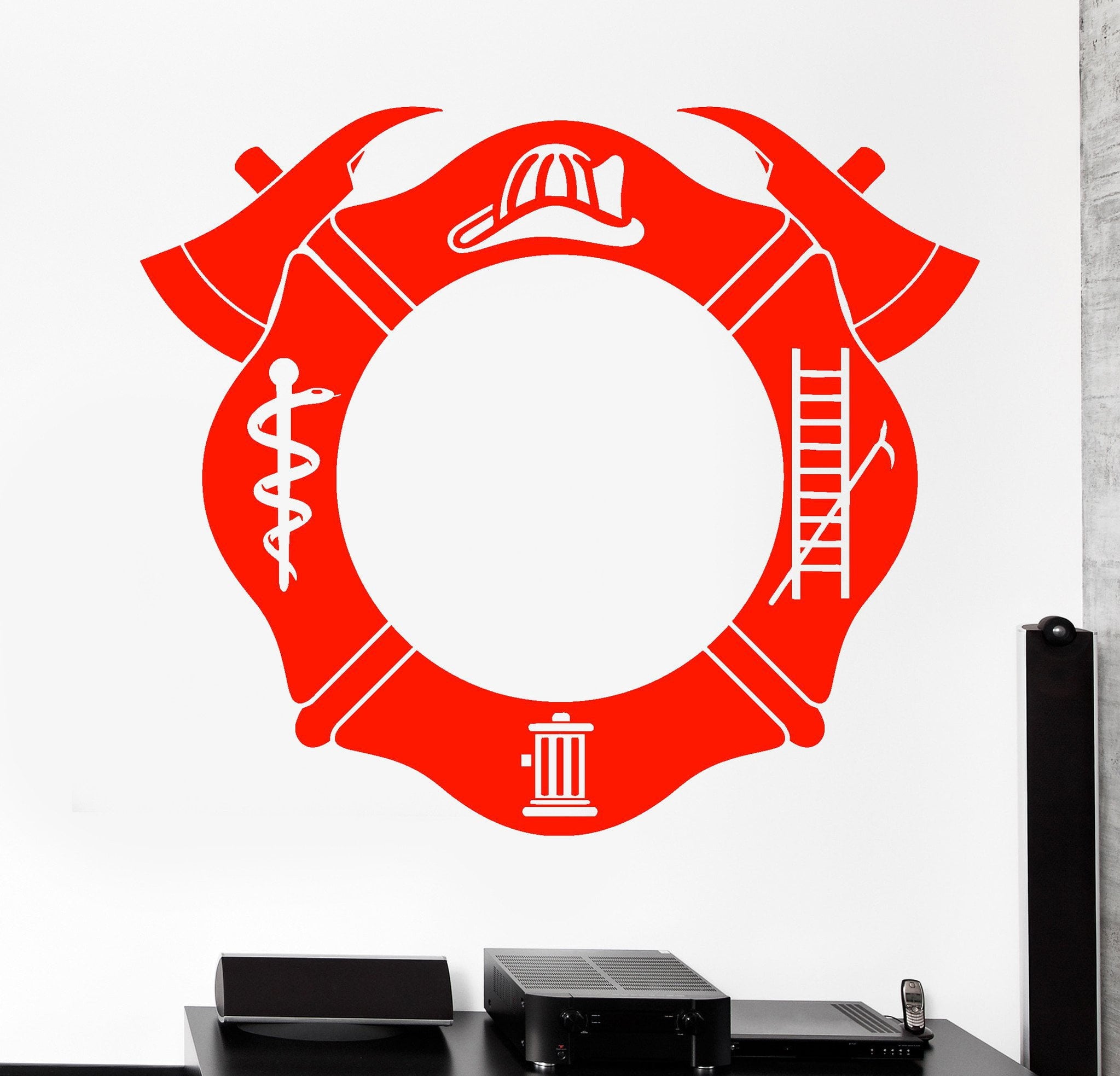 Vinyl Wall Decal Firefighters Fire Department Emblem Rescuers Stickers ...