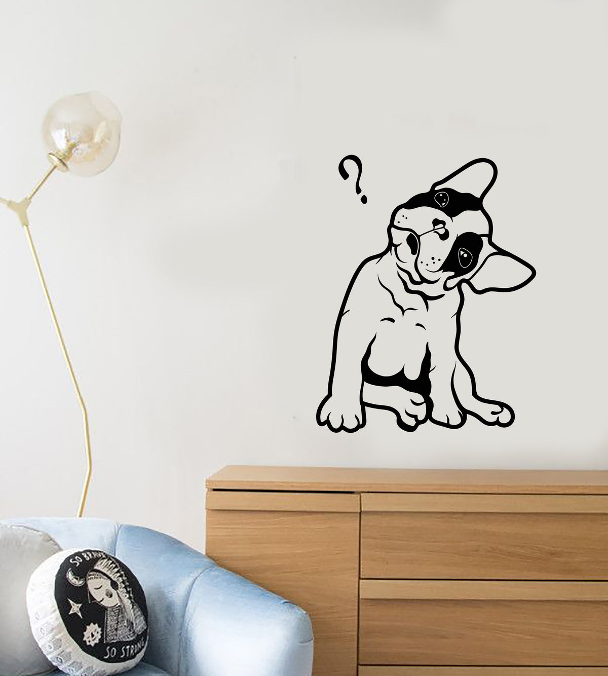 Vinyl Wall Decal French Bulldog Cute Puppy Pet Question Mark Stickers ...