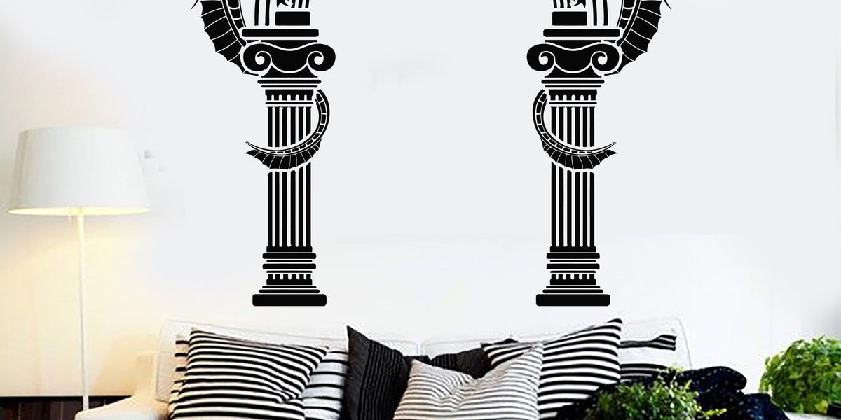 Vinyl Wall Decal Ancient Greek Column Arch Dragons Decor Stickers Uniq ...