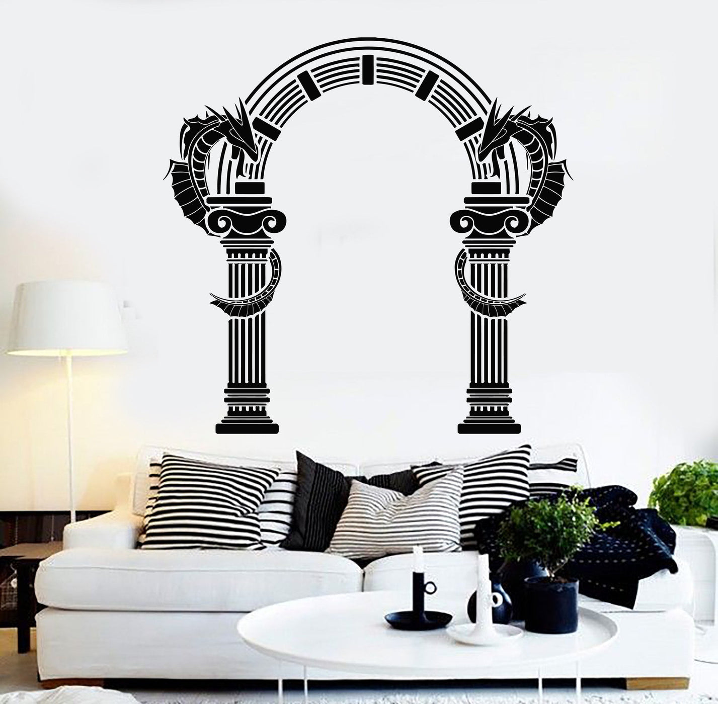 Vinyl Wall Decal Ancient Greek Column Arch Dragons Decor Stickers Uniq ...