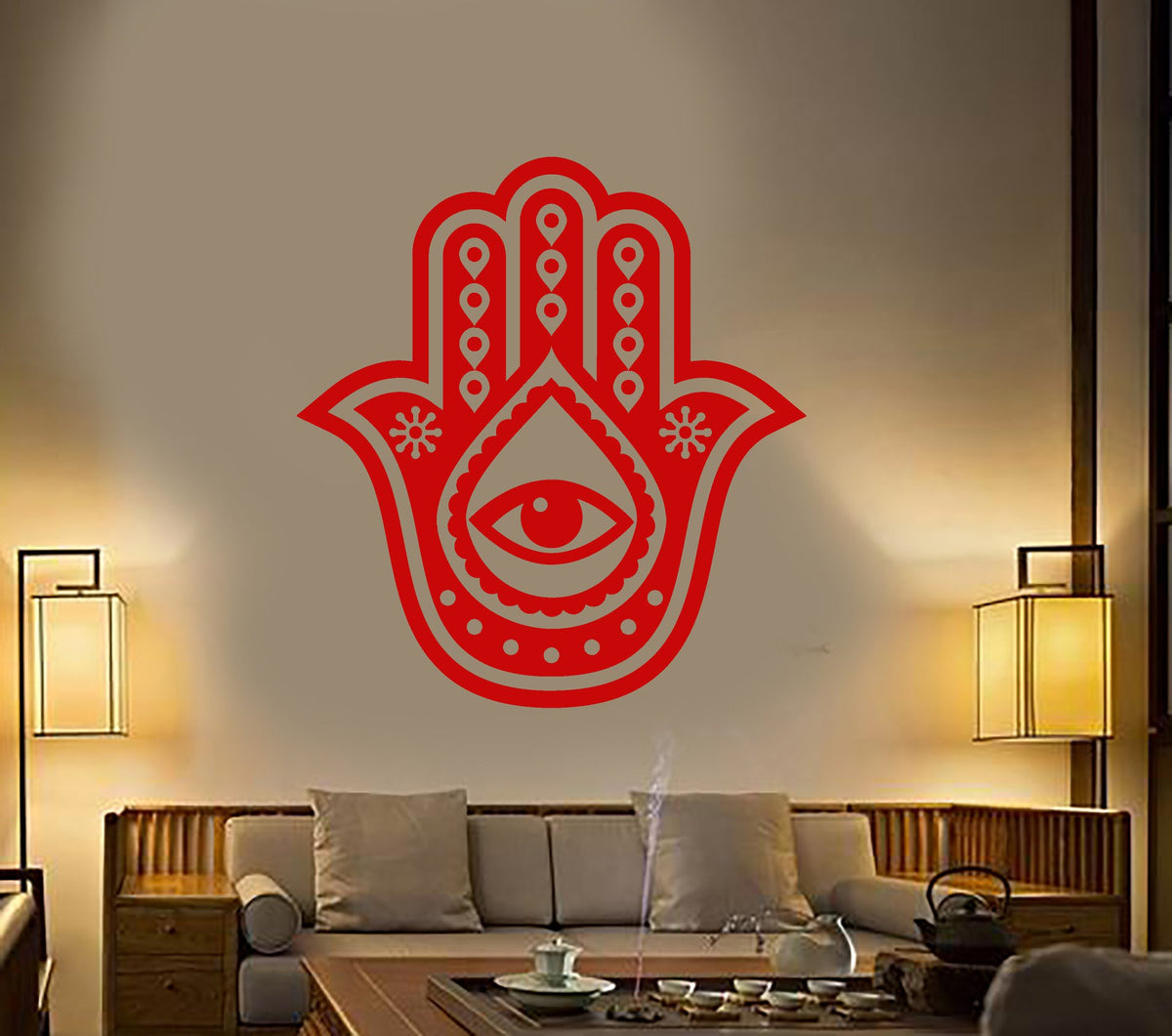 Vinyl Wall Decal Hamsa Hand of God Religion Good Luck Sticker Unique G ...