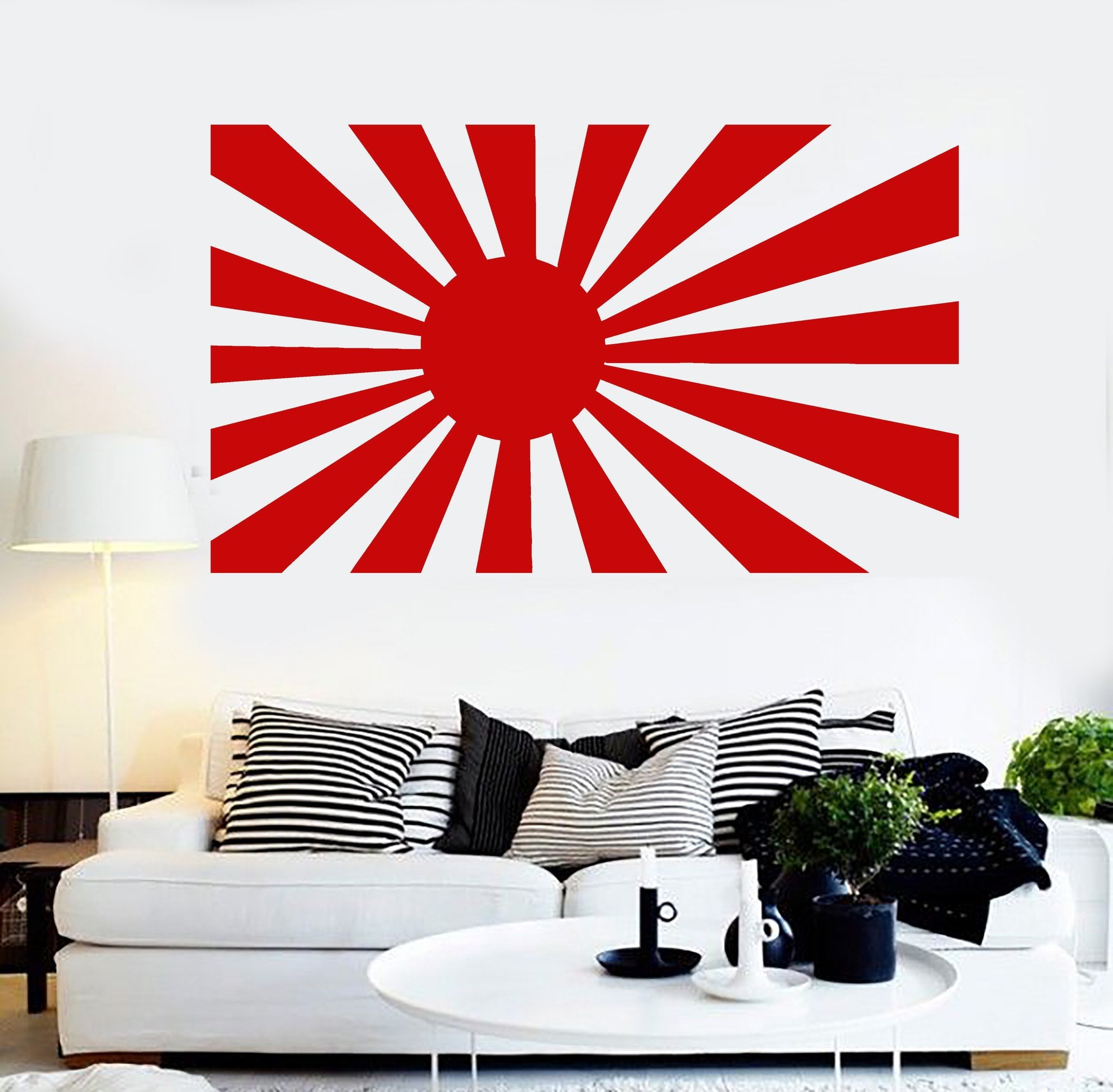 Vinyl Wall Decal Japanese Flag With Rays Japan Stickers Mural Unique G ...