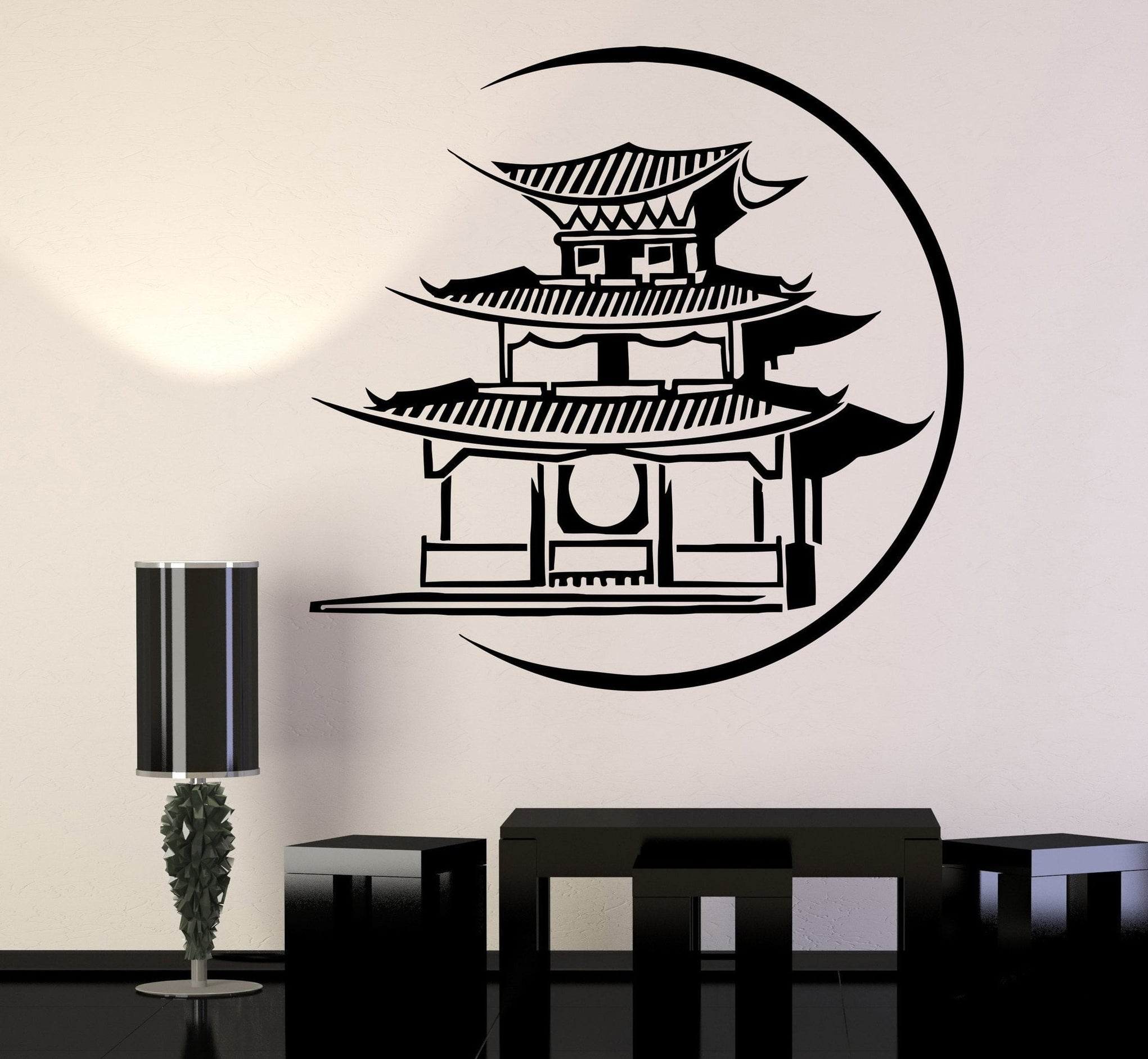 Vinyl Wall Decal Japanese Pagoda Japan Asian Art Oriental Stickers Uni ...