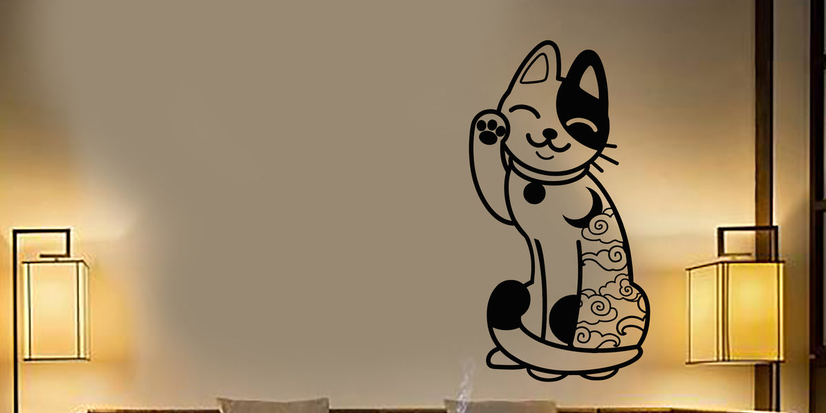 Vinyl Wall Decal Maneki Neko Asian Japanese Cat Symbol Stickers (3199i ...