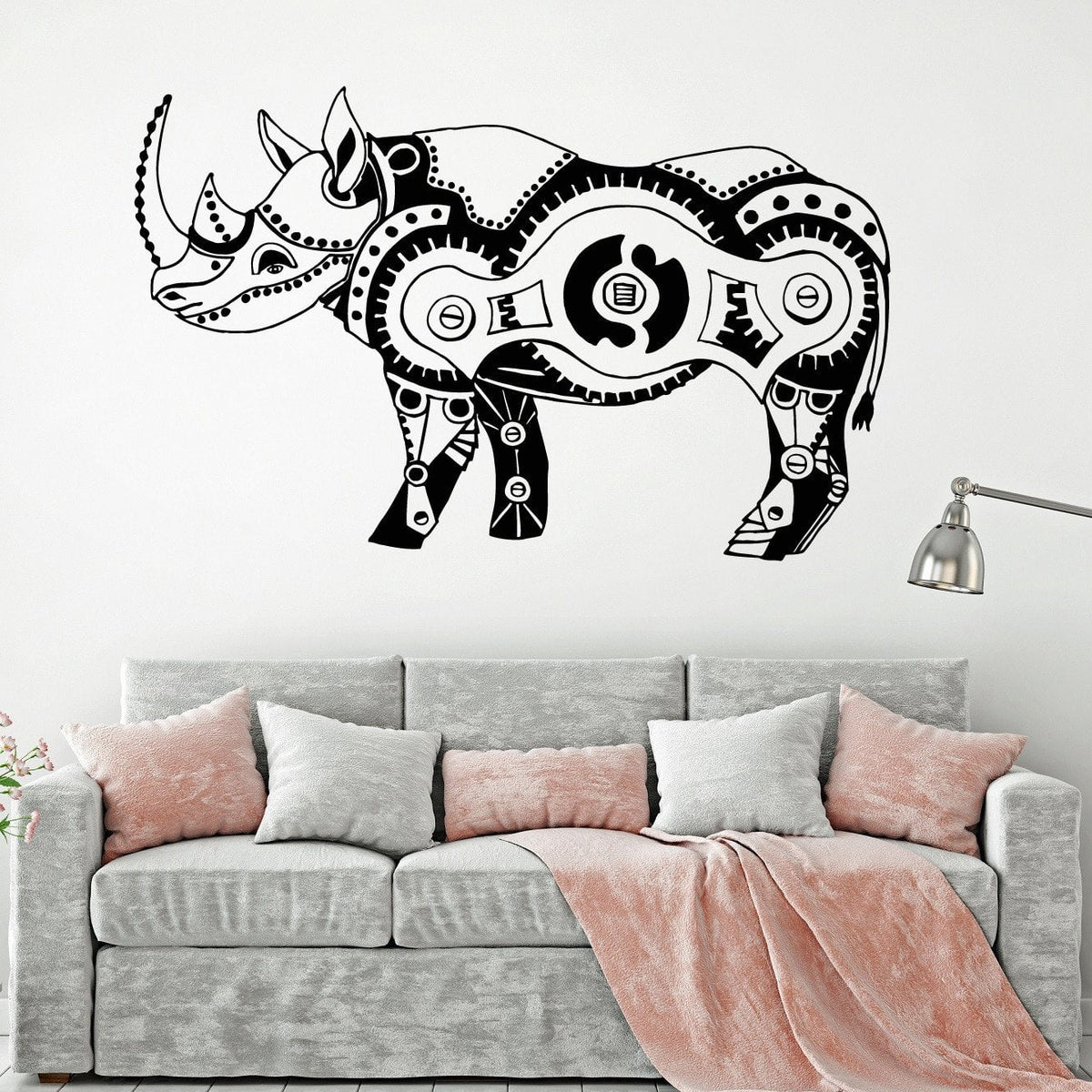Vinyl Wall Decal Mechanical Rhinoceros Steampunk Rhino Animal Stickers ...
