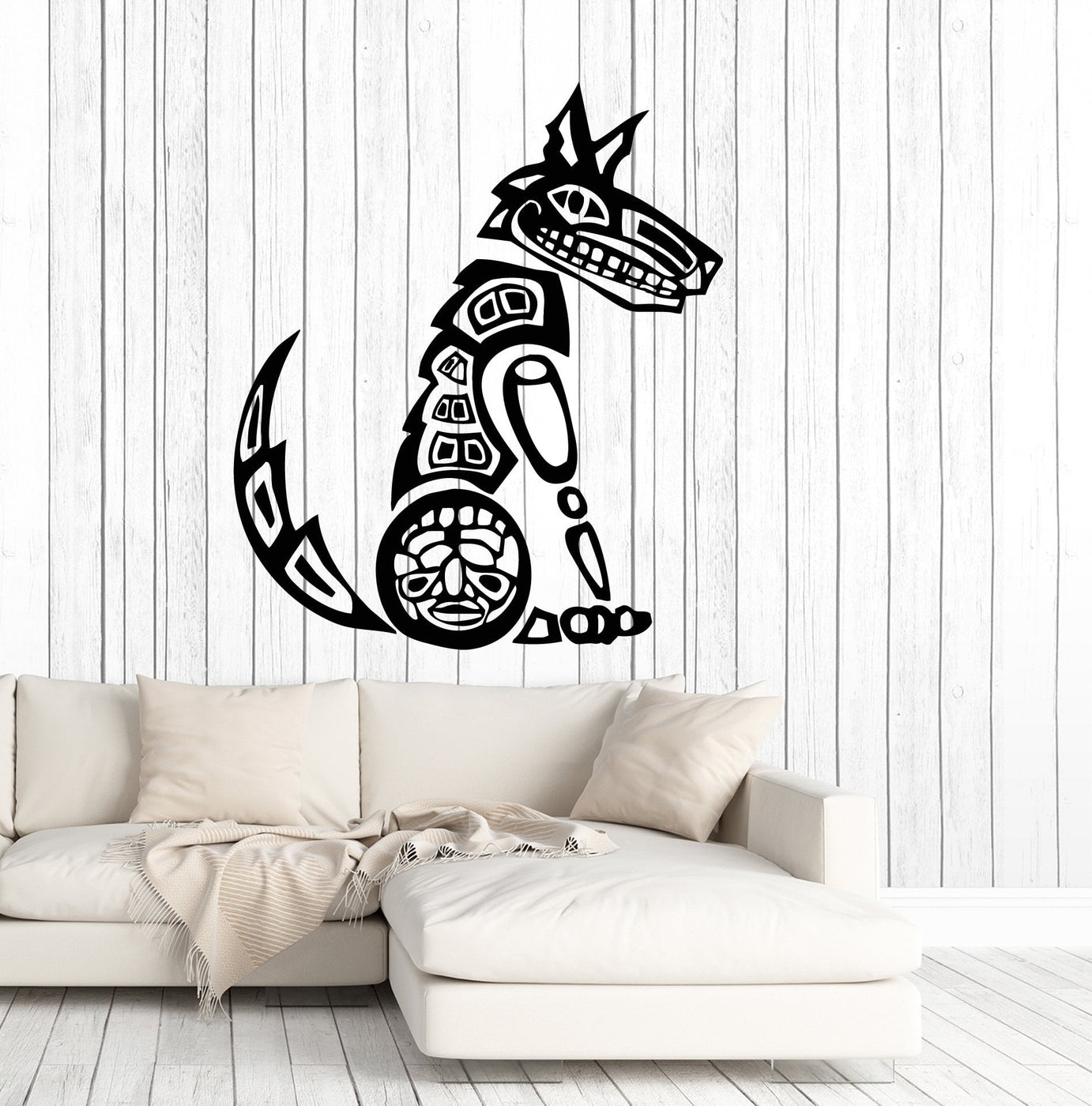 Vinyl Wall Decal Mythical Coyote Native Tribal Animal Predator Coyote ...
