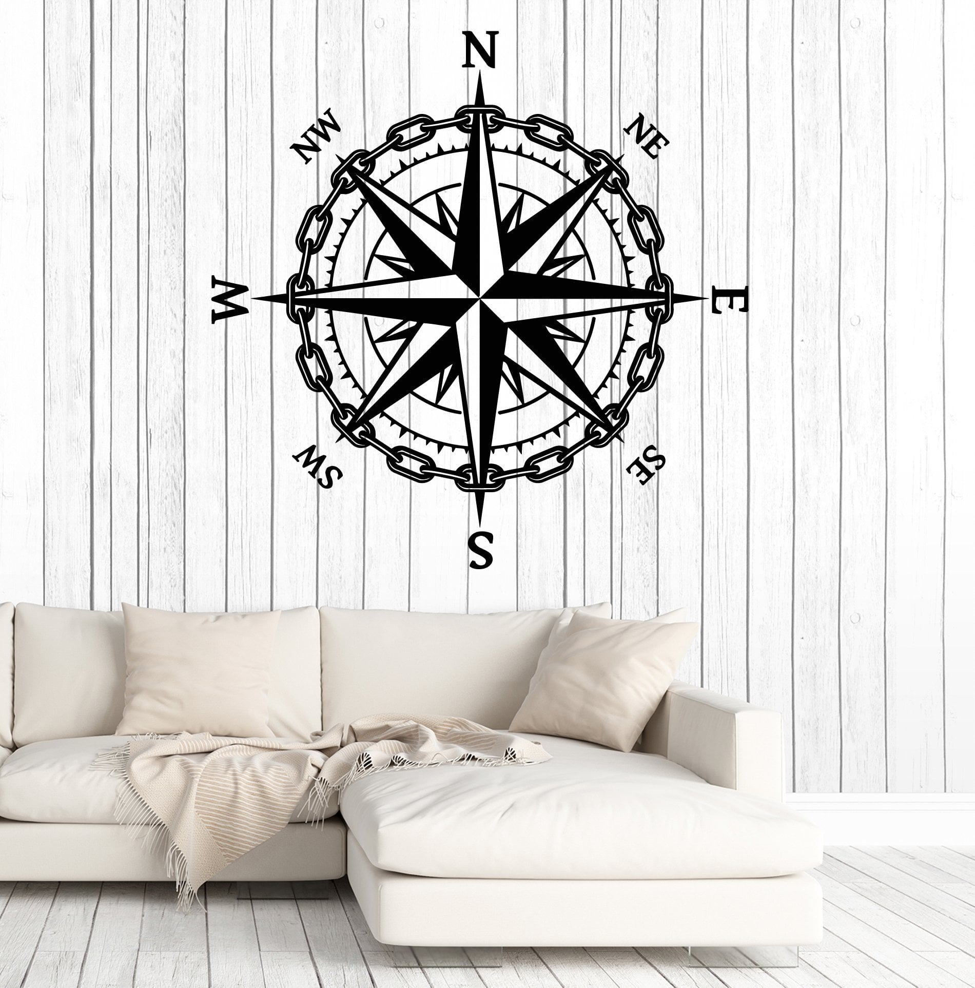 Vinyl Wall Decal Nautical Compass Sailor Ocean Sea Style Stickers Uniq ...