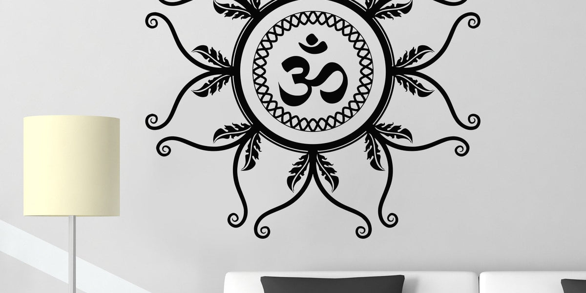 Vinyl Wall Decal Mantra Om Hindu Meditation Yoga Studio Lotus Stickers ...
