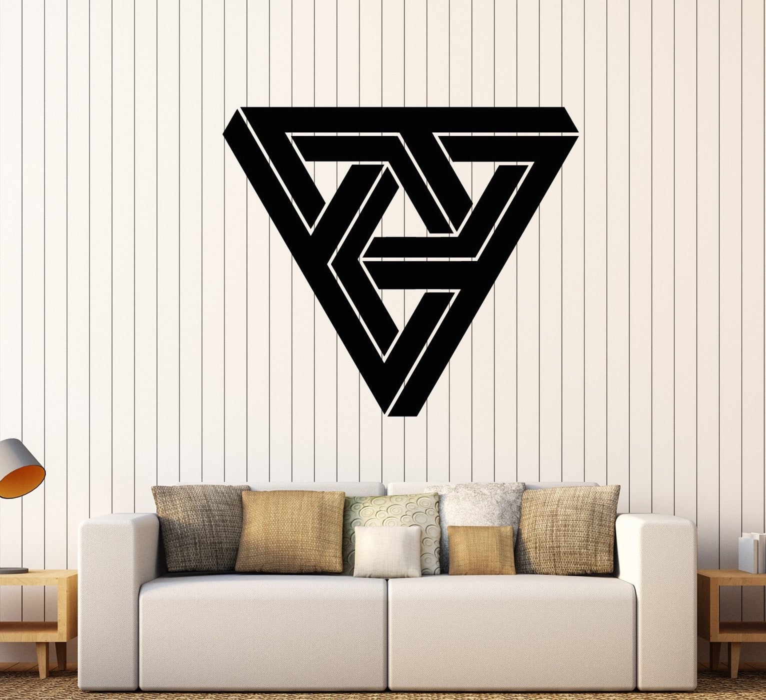 Vinyl Wall Decal Optical Illusion Triangles Geometric Elemen Stickers ...