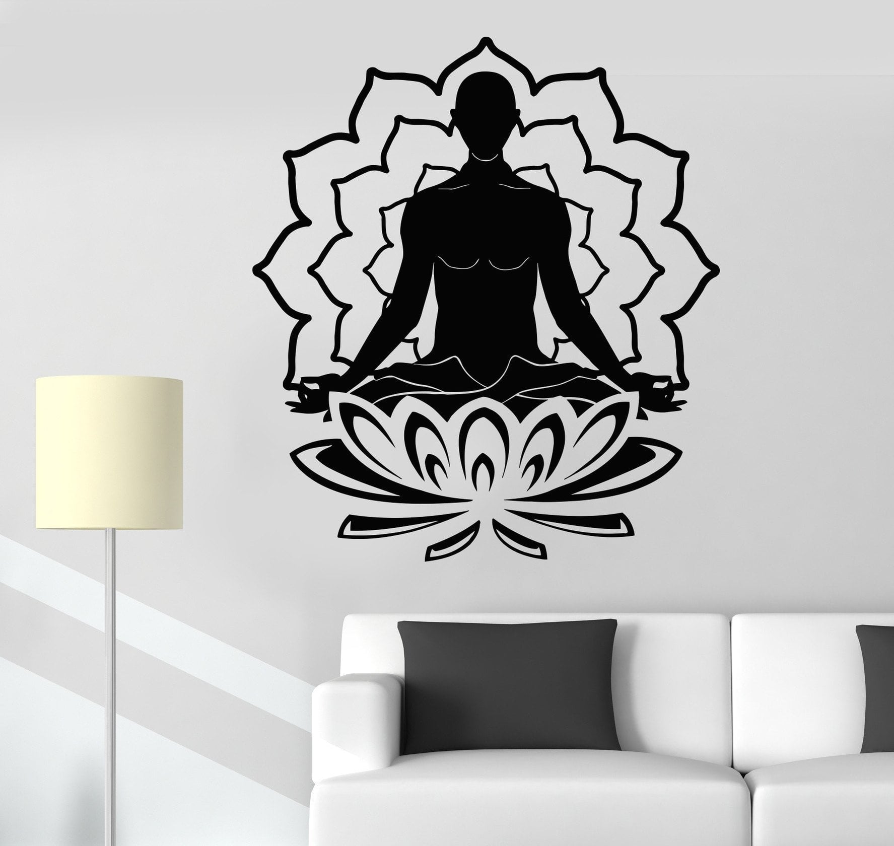 Vinyl Wall Stickers Meditation Lotus Yoga Buddhism Decal Mural Unique ...