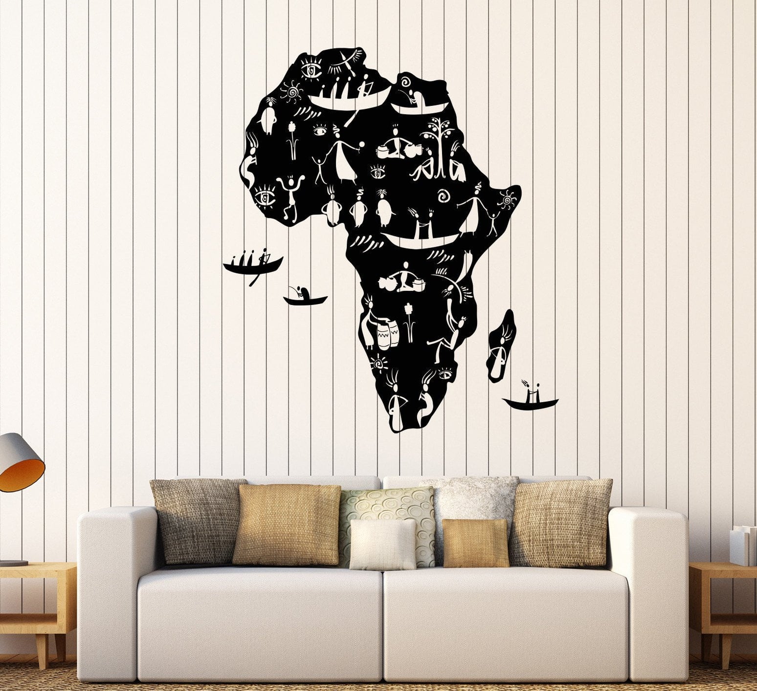Vinyl Wall Decal Africa Continent African Natives People Map Stickers ...