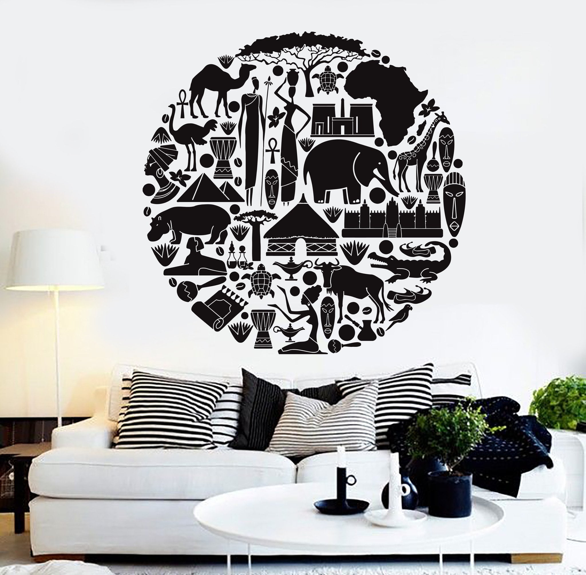 Vinyl Wall Decal African Art Animal Ethnic Style Africa Stickers Uniqu ...