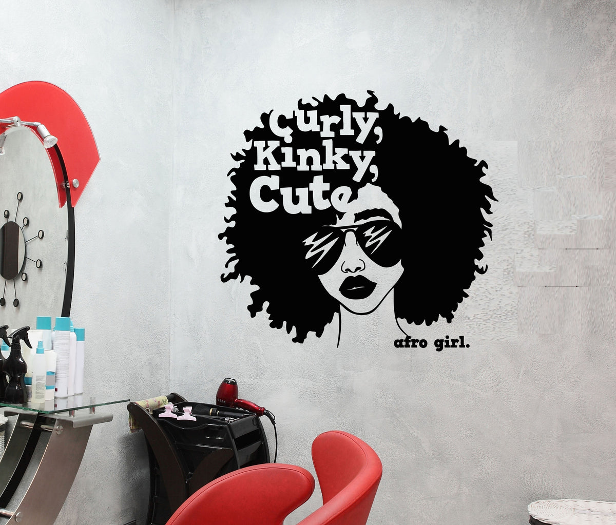 Vinyl Wall Decal African Girl Hairstyle Curls Kinky Stickers (3593ig ...