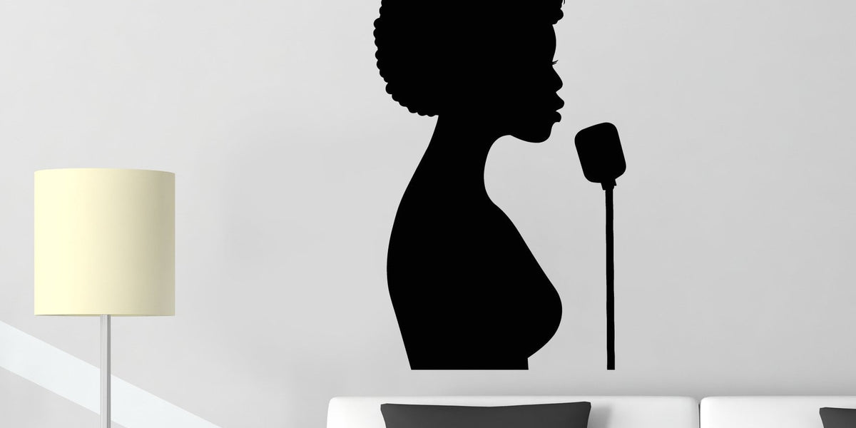 Vinyl Wall Decal African Woman Singer Microphone Karaoke Club Stickers ...