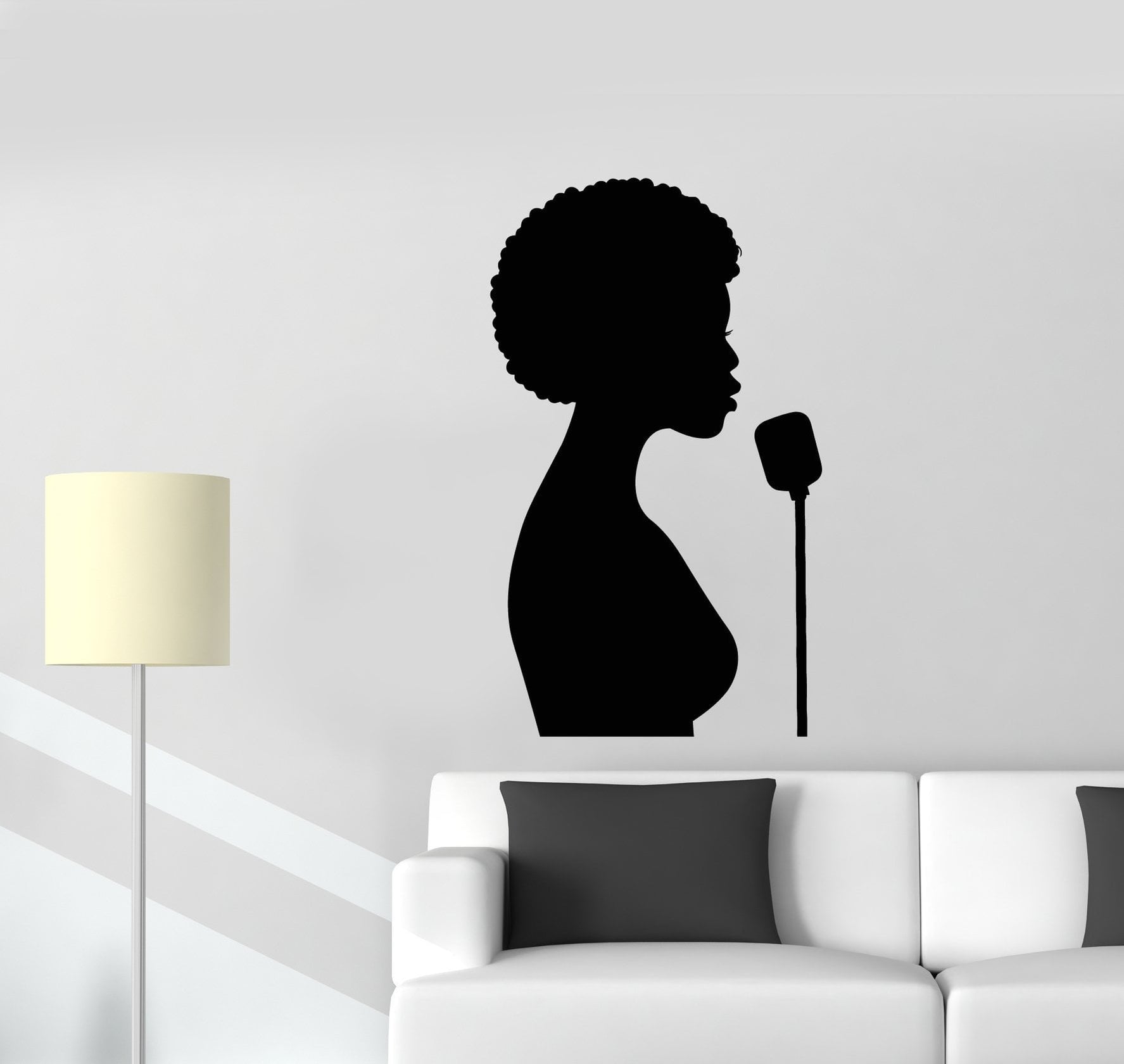 Vinyl Wall Decal African Woman Singer Microphone Karaoke Club Stickers ...