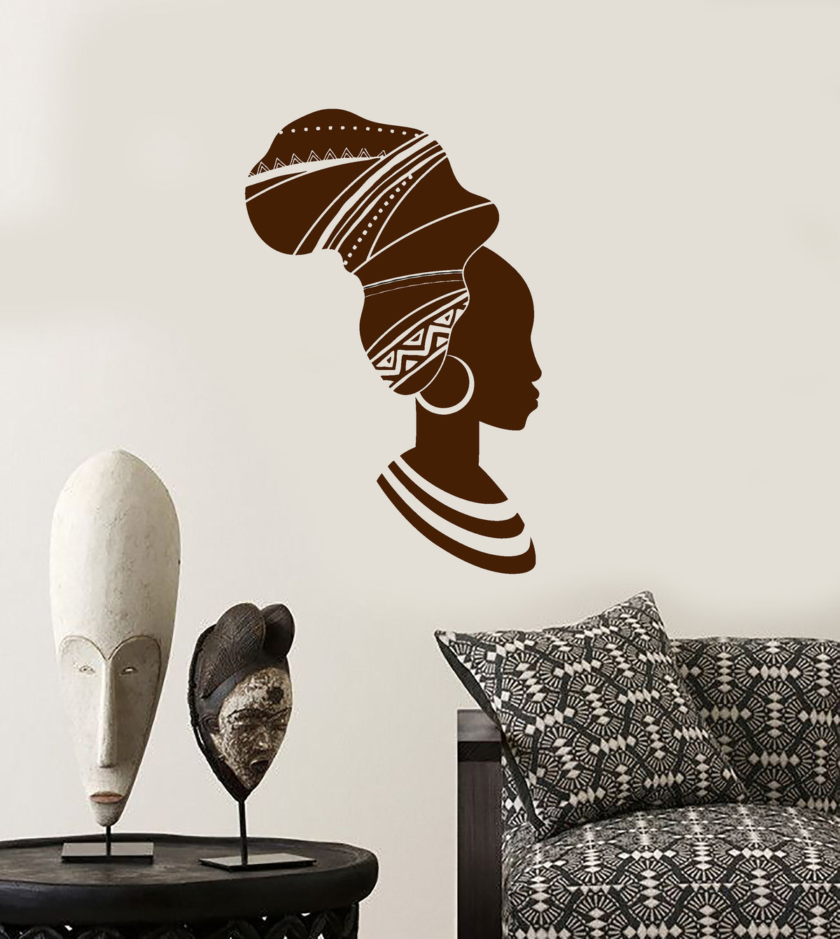 Vinyl Wall Decal African Native In Turban Ethnic Style Fashion Girl St ...