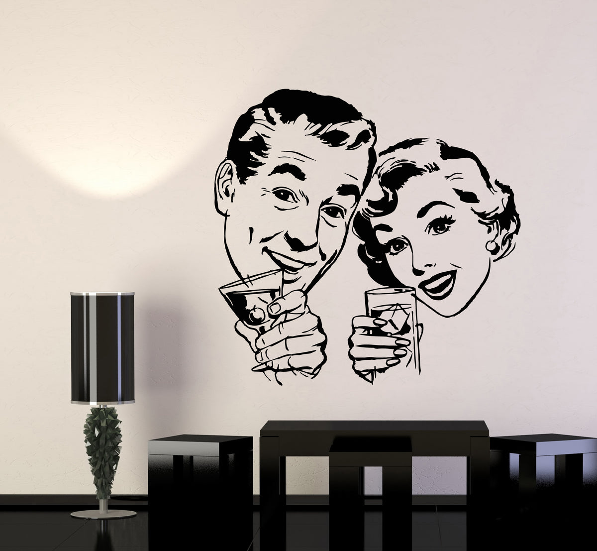 Vinyl Wall Decal Alcoholic Cocktail Bar Pin Up Style Retro Art Sticker ...