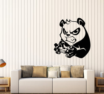 Vinyl Wall Decal Cartoon Evil Panda Joystick Gamer Stickers (3595ig ...