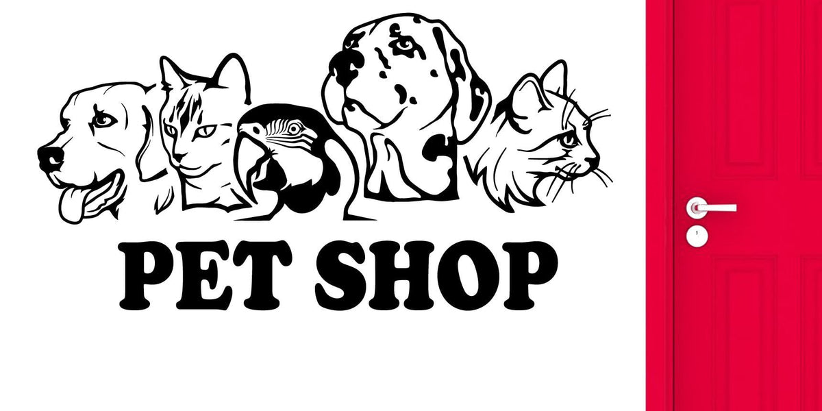 Vinyl Wall Decal Animals Pet Shop Logotype Dog Cat Parrot Stickers (22 ...