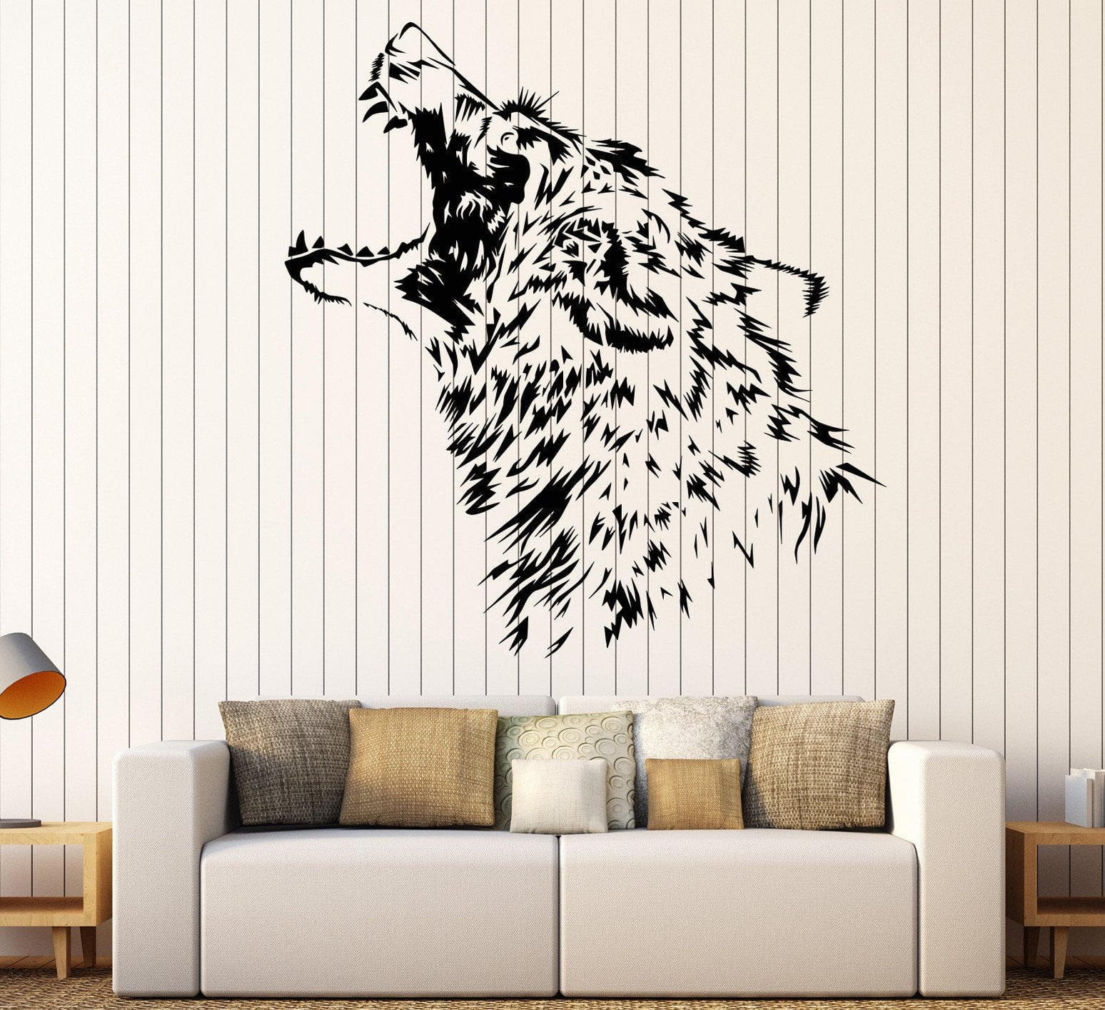 Vinyl Wall Decal Predator Wolf Fangs Aggressive Animal Stickers Unique ...