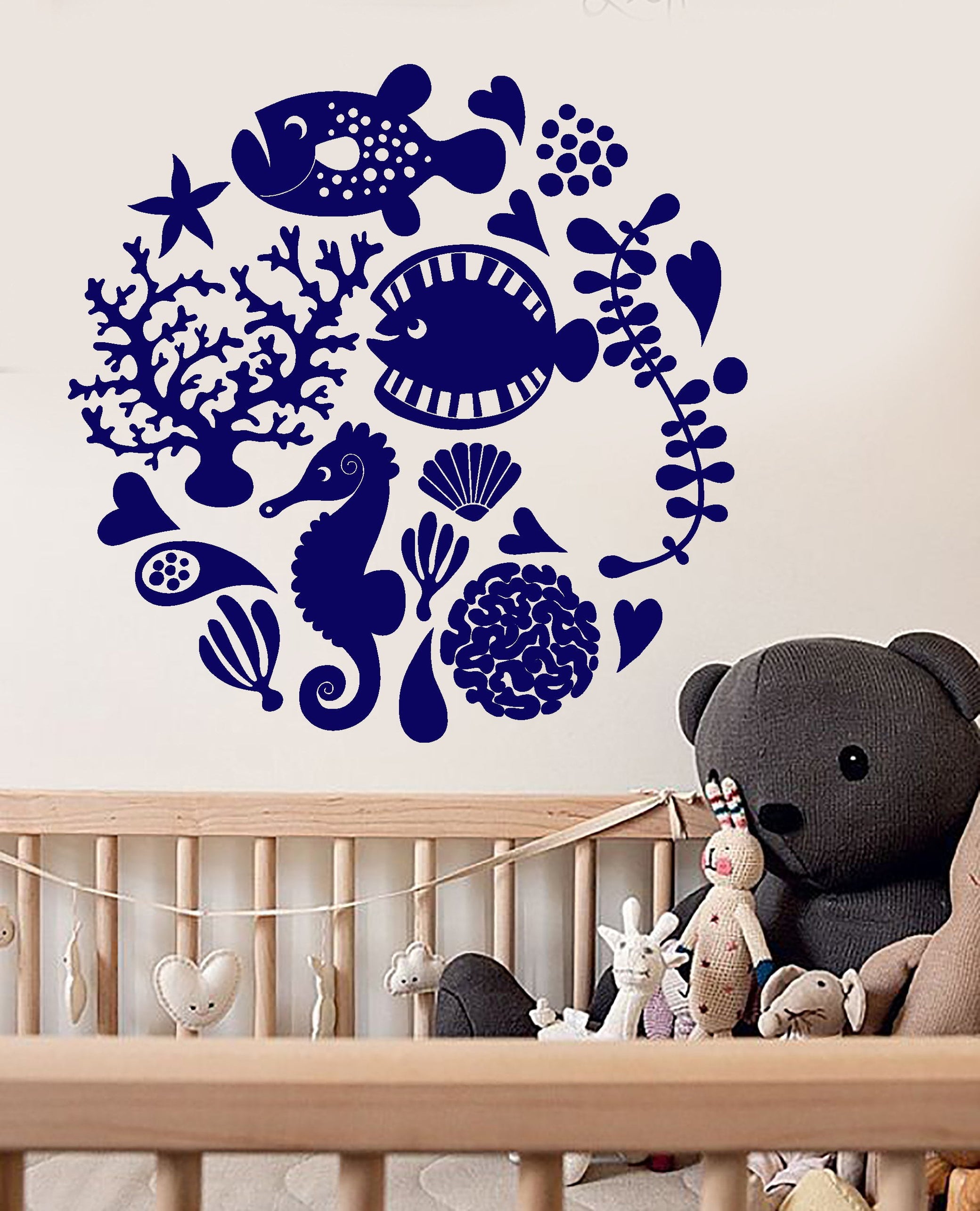 Vinyl Wall Decal Cartoon Fish Aquarium Sea Algae Children's Room Stick ...