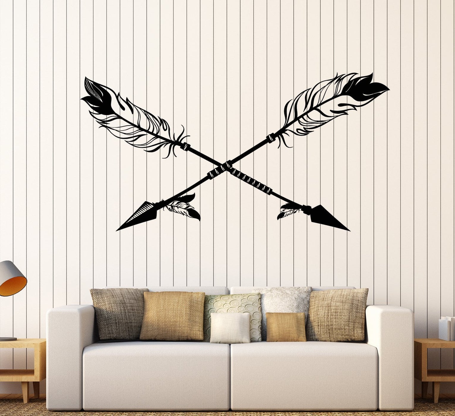 Vinyl Wall Decal Arrows Ethnic Style Bird's Feathers Hunter Stickers U ...