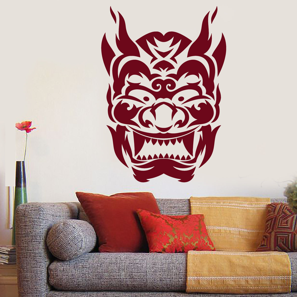 Vinyl Wall Decal Japanese Asian Face Mask Warrior Stickers (2330ig ...
