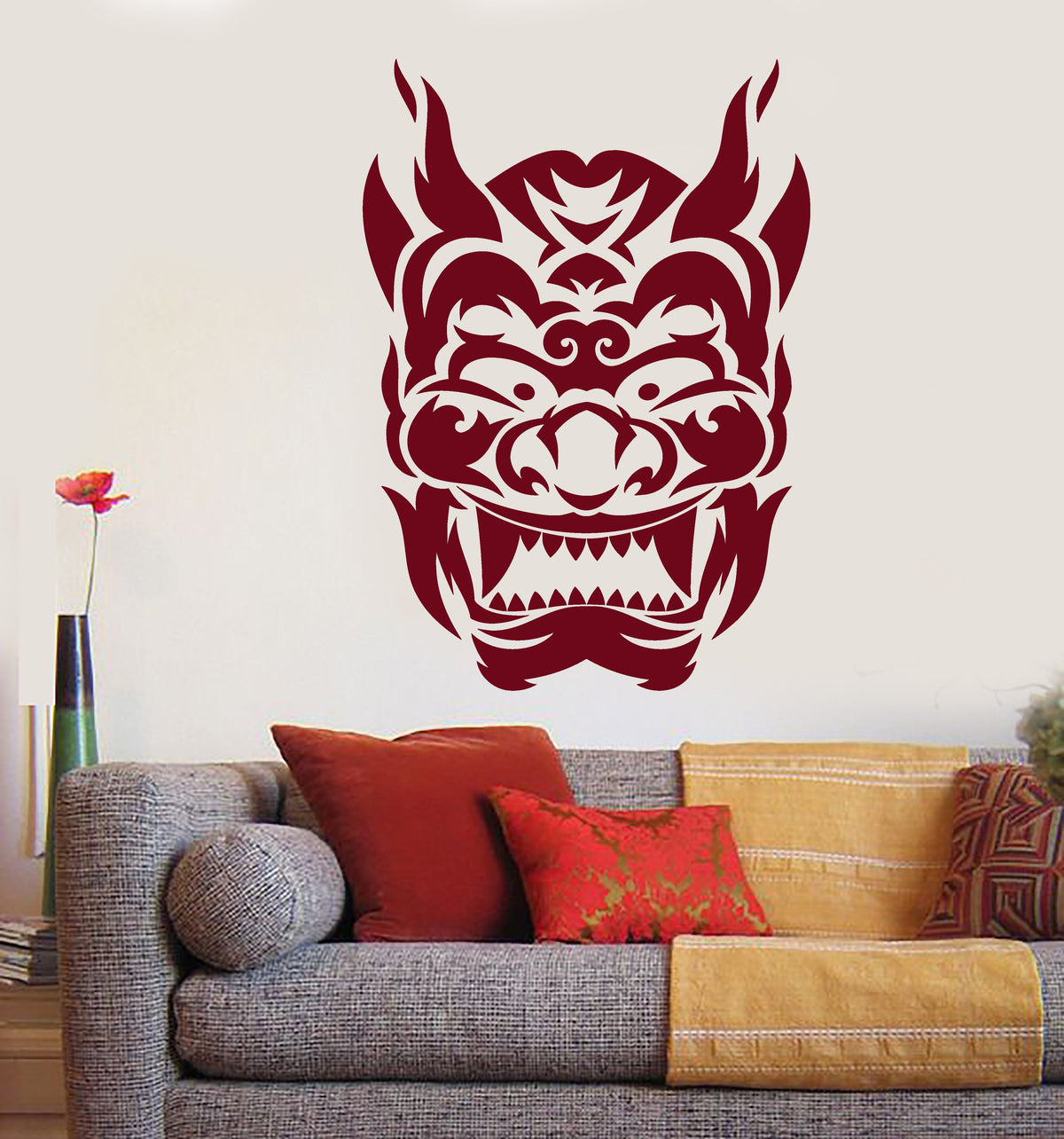 Vinyl Wall Decal Japanese Asian Face Mask Warrior Stickers (2330ig ...