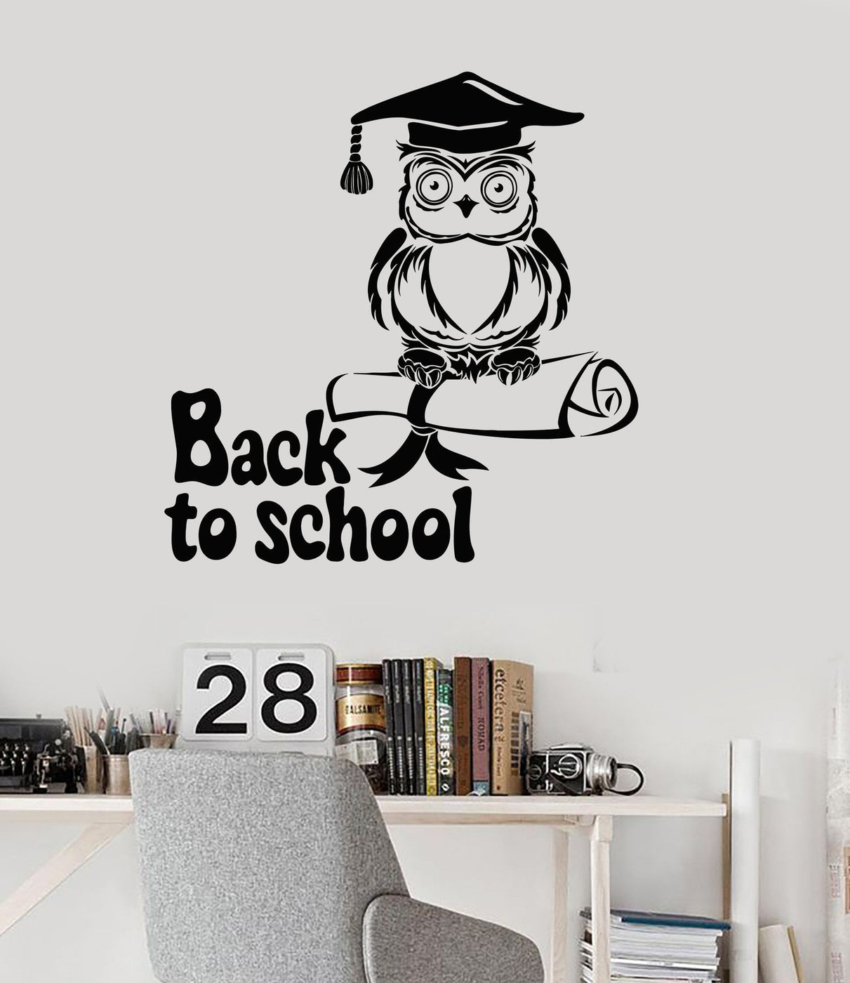 Vinyl Wall Decal Back To School Owl Knowledge Stickers Mural Unique Gi ...