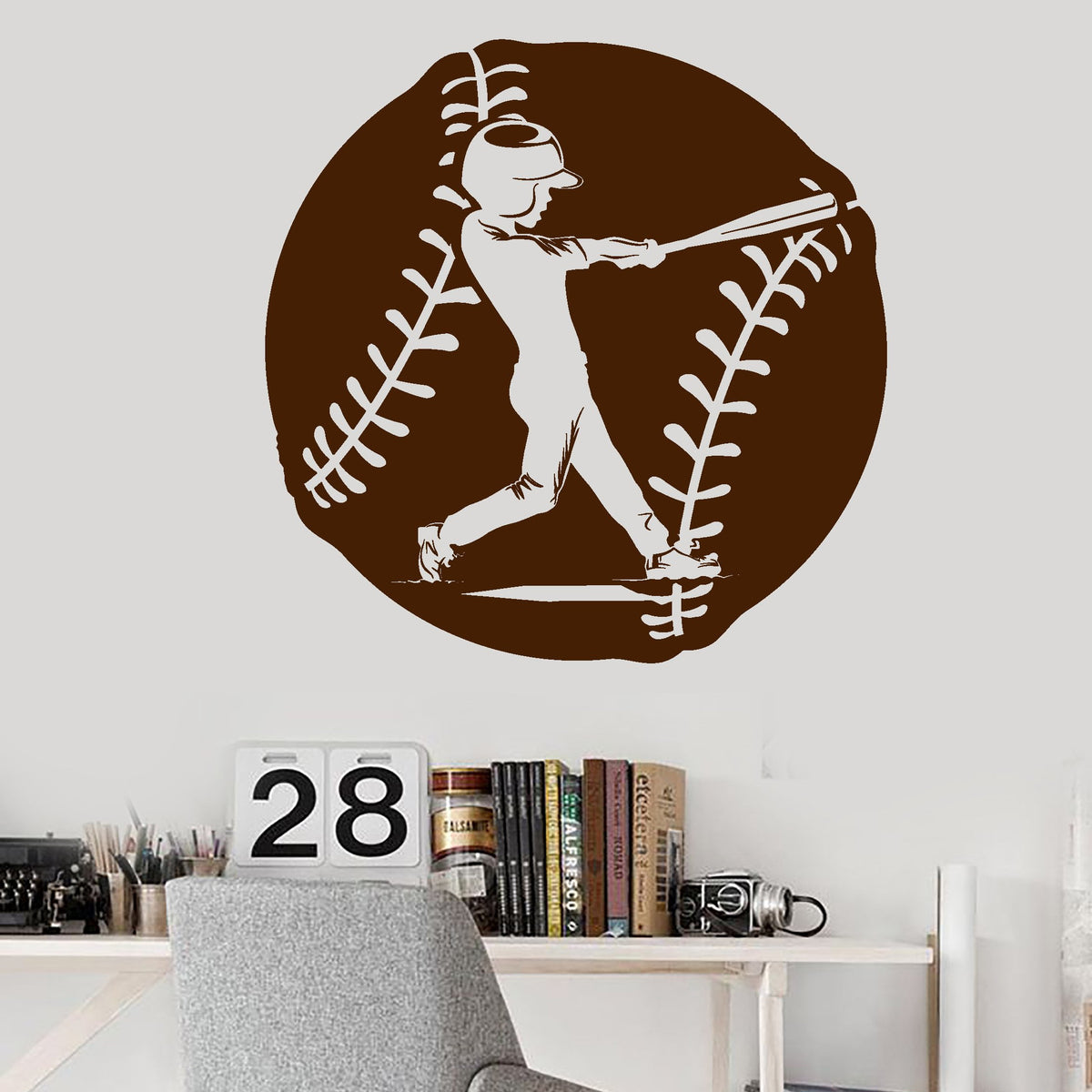 Vinyl Wall Decal Baseball Player Boy Ball American Sport Game Stickers ...