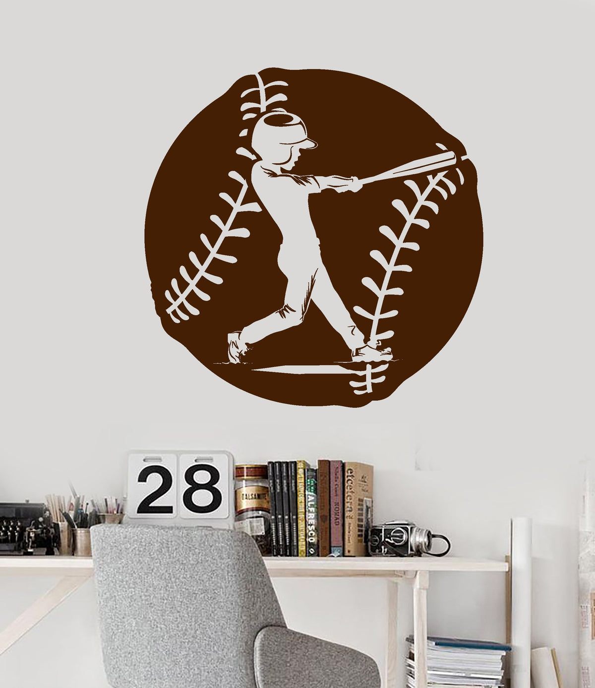 Vinyl Wall Decal Baseball Player Boy Ball American Sport Game Stickers ...