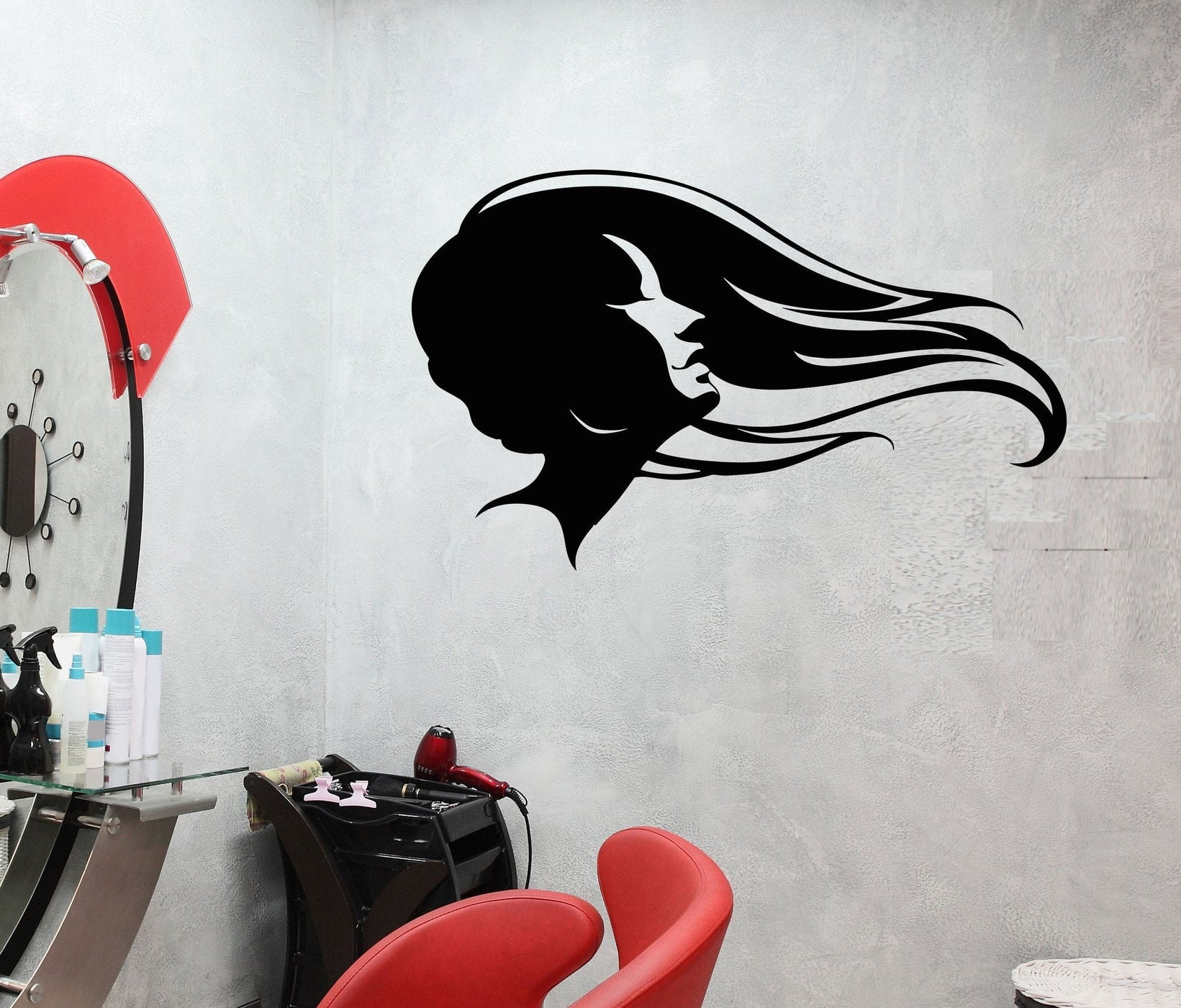 Vinyl Wall Decal Hair Salon Beauty Hairstyle Woman Fashion Girl Sticke ...